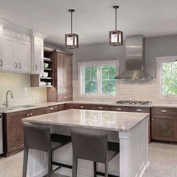 Alina 1 Light Antique Black Metal Natural Wood Fabric Shade Pendant ...