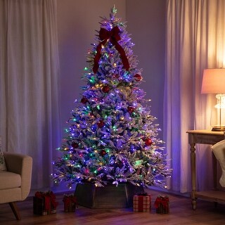 Real Touch™ Elite Pre-Lit Flocked Yukon Pine IPT Artificial Christmas ...