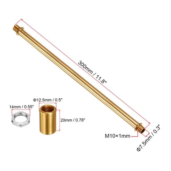 4set M10x1 Threaded Extension Rod Kit 300mm Coupling Nut with Pipe Hex ...