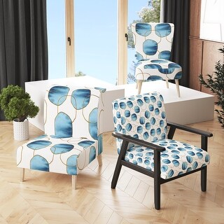 Designart "Blue Spots Geometric" Upholstered Patterned Accent Chair and ...