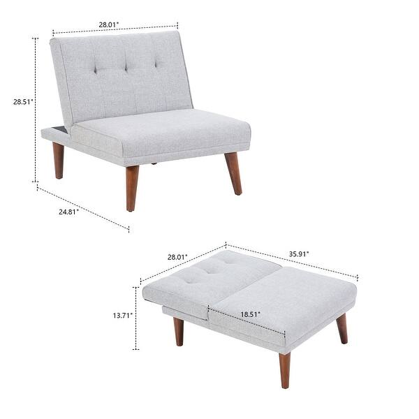 Minimalist Design Linen Fabric Upholstered Armless Futon Chair - Bed ...