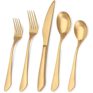 Gold Silverware Set, 40-Piece Stainless Steel Flatware Set Service for ...
