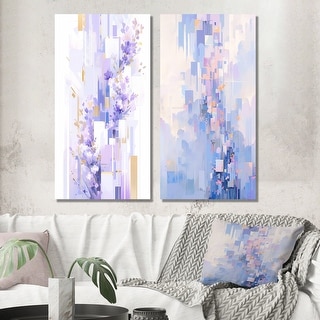 Designart "Interlocking Perspectives" Cubism Wall Art Set Of 2 Purple ...