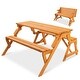 2-in-1 Outdoor Interchangeable Wooden Picnic Table/Garden Bench - Bed ...