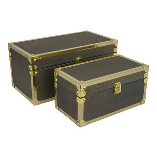 Mecca Storage Box Set of 2, Rivet Accents, Gold Metal, Bronze Wood ...