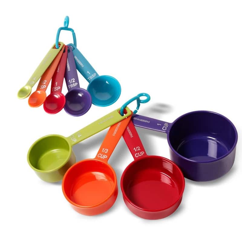 Farberware Color 9-Piece Plastic Measuring Cups and Spoons Set ...