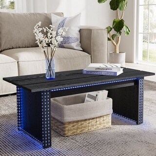 Farmhouse Wood LED 42 Inch Coffee Table, Black - Bed Bath & Beyond ...
