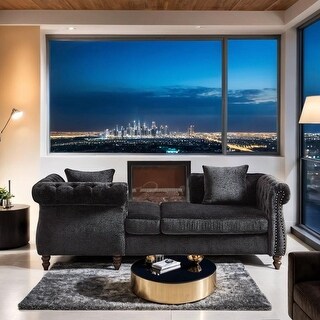Artsy 81-inch Chenille Face-to-face Chaise Lounge with Two Pillows ...
