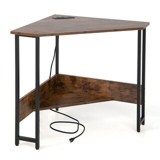 Triangle Computer Corner Desk with Charging Station - 40" x 28.5" x 30 ...