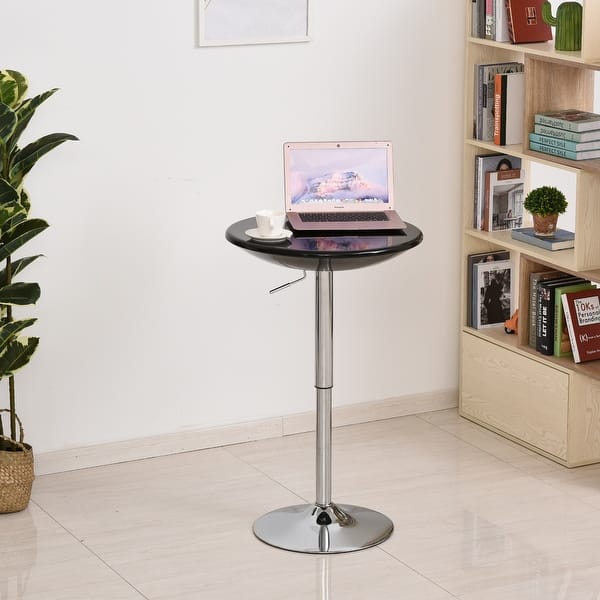 HOMCOM Round Cocktail Bar Table Metal Base Tall Bistro Pub Desk ...