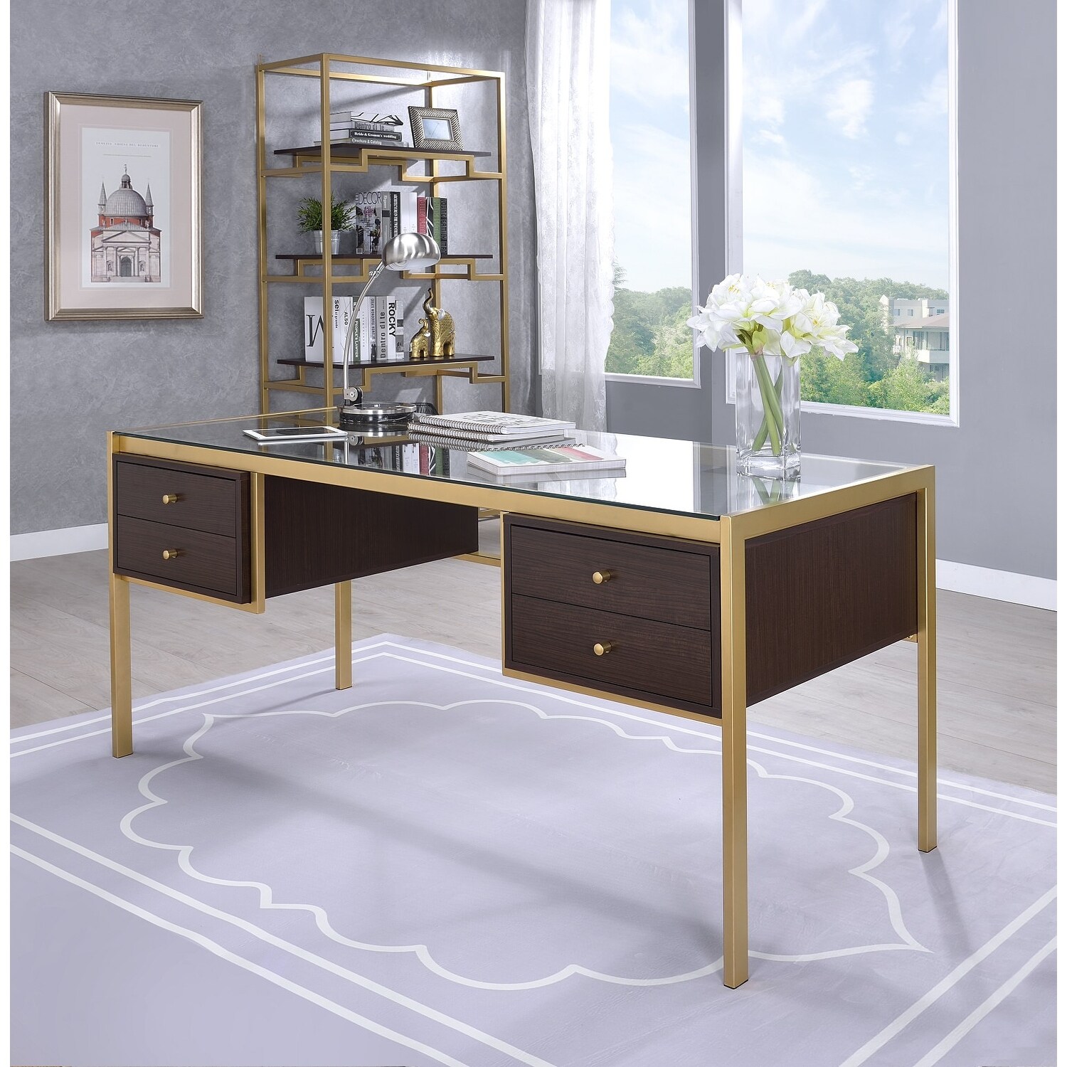 ACME Dresden Computer Desk and Hutch in Bone White - On Sale - Bed Bath ...