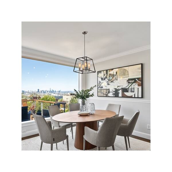 Defong Black Industrial Lantern 4 Light Pendant Ceiling Chandelier ...