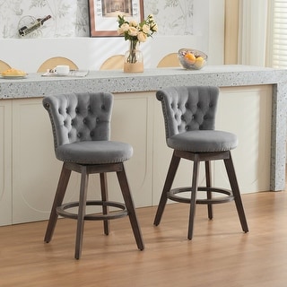 Counter Height 360° Swivel Upholstered Velvet Bar Stools, Set of 2 ...