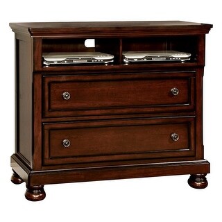 Wooden Media Chest With 2 Drawers, Dark Cherry Brown - Bed Bath ...