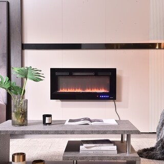 36" or 50" Recessed and Wall Mounted LED Electric Fireplace with Multi ...