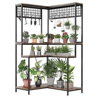 Multi-Purpose Corner Plant Shelf with Hanging Hooks - N/A - Bed Bath ...
