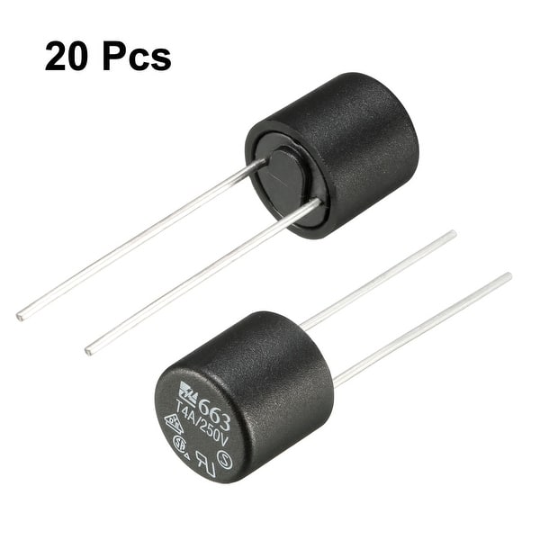 20Pcs DIP Mounted Miniature Cylinder Slow Blow Micro Fuse T4A 4A 250V ...