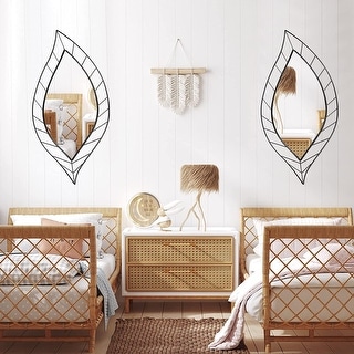 Wall Mirror 36 x 18 Inch Decorative Leaf Mirror Art Modern Mirror Leaf ...