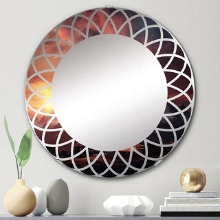 Designart "Sunset Montain Retreat I" Landscapes Modern Wall Mirror ...