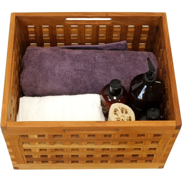 Grate Teak Storage Bin - Bed Bath & Beyond - 39506138