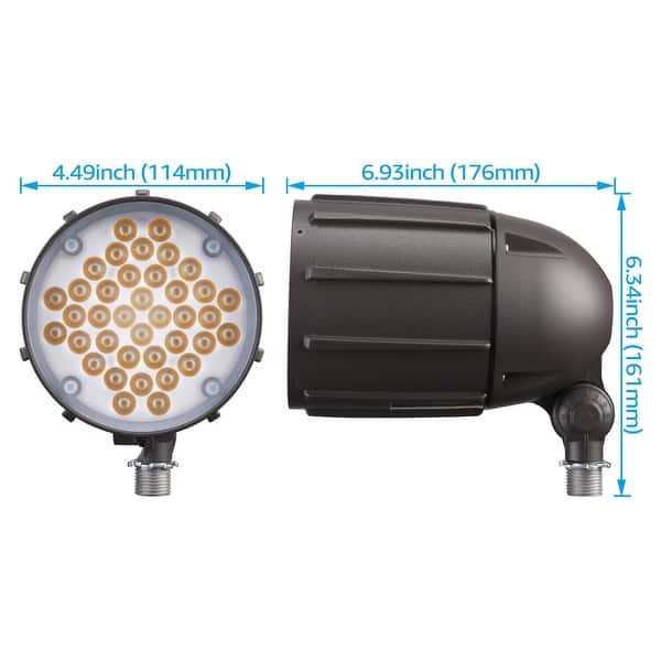 12W/30W Knuckle Mount LED Bullet Flood Light, 3000K/5000K, Bronze - Bed ...