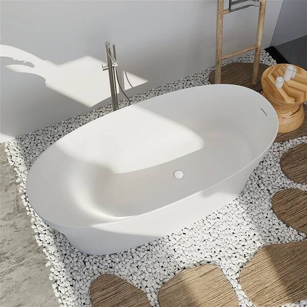 GIVINGTREE 67'' Solid Surface Stone Resin Freestanding Soaking Bathtub ...