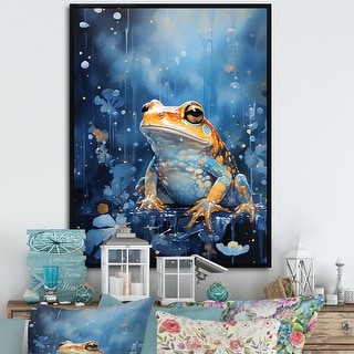 Designart "Abstract Representation Of Blue Frog " Frogs & Toads Framed ...