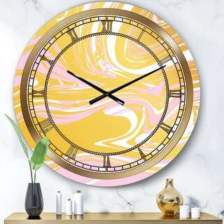 Designart 'Yellow Candy Swirl' Glam Wall Clock - Bed Bath & Beyond ...