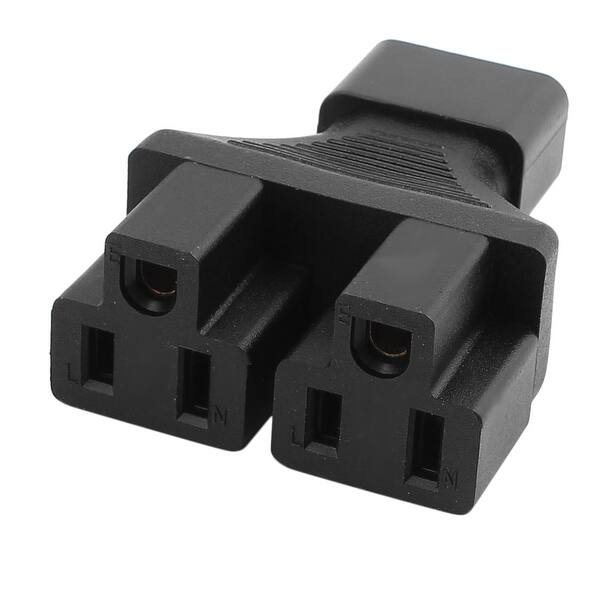 125V 15A 3 Prong Adapter IEC 320 C14 to 2 US NEMA 5-15R Receptacle ...