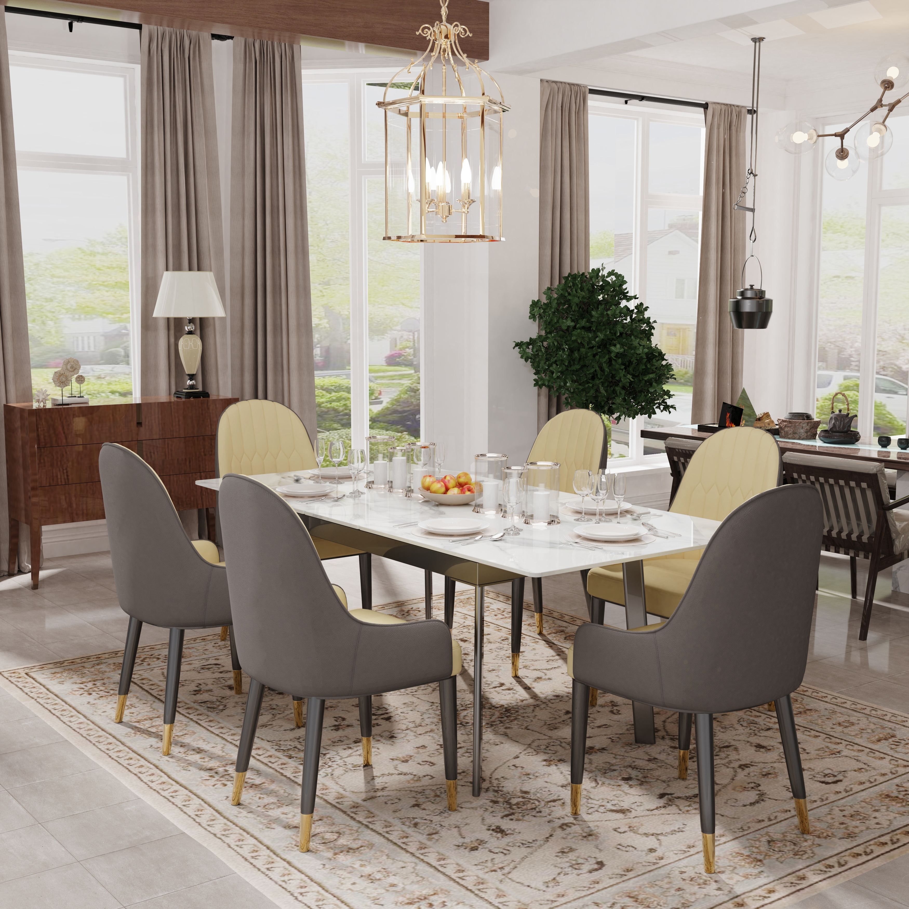 stone top extending dining table