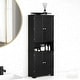 Tall Narrow Bathroom Storage Cabinet With Two Cabinets Doors And ...