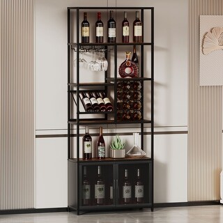 Freestanding Floor Wine Rack with Glass Rack - Bed Bath & Beyond - 40541631