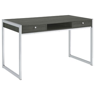 Weathered Grey and Chrome 2-drawer Writing Desk - Bed Bath & Beyond ...