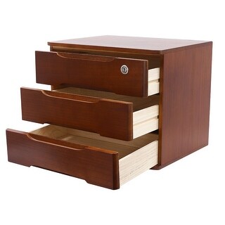 3-Tier Desktop File Organizer with Lockable Drawers - Walnut - Bed Bath ...