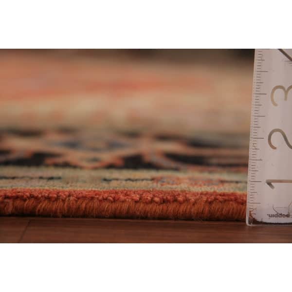 Orange Heriz Serapi Indian Area Rug Hand-Knotted Wool Carpet - 7'10"x 9 ...