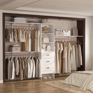 120'' Closet Organizer with Drawers, Closet System with DIY Shelves for ...