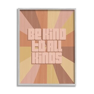 Stupell Be Kind to All Phrase Neutral Tone Rainbow Stripes Framed Wall ...