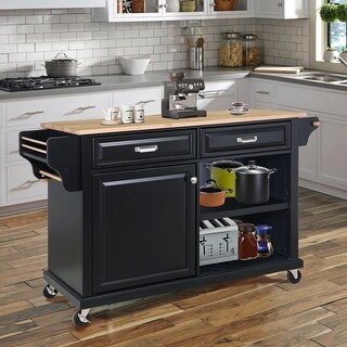 Portable Kitchen Trolley Black Rolling Kitchen Island Cart wDrop Leaf ...