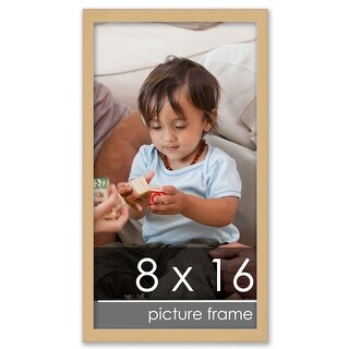 8x16 Traditional Natural Complete Wood Picture Frame with UV Acrylic ...
