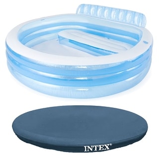 Intex Swim Center Round Inflatable Outdoor Swimming Lounge Pool with ...