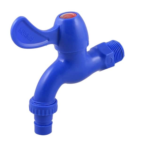 Home Blue Plastic Handle 20mm Male Thread 1/4 Turn Faucet Water Tap ...