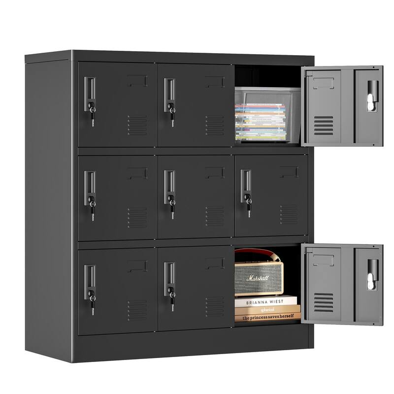 9-Door Employee Storage Locker, Metal Lockers for Office, Gym, School ...