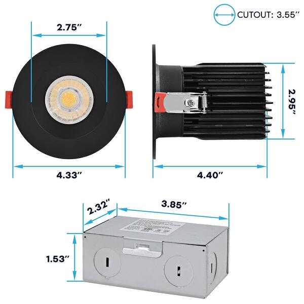 Luxrite 3 Inch LED Recessed Lights with J-Box, CRI 90, 5CCT 2700K-5000K ...