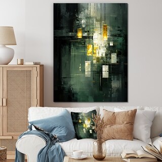 Designart "Sudden Serenity Abstract Retro Emerald And Gold" Abstract ...