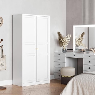 72 Inch Tall Metal Wardrobe Cabinet with Drawers, Hanging Rod, and ...