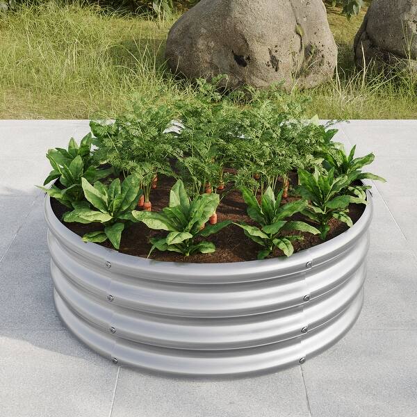 Round Planting Box Outdoor Flower Box Fencing Vegetable Garden Metal ...