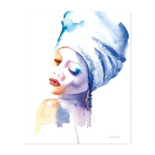 Woman in Blue Illustration Fashion Figurative Art Print/Poster - Bed ...