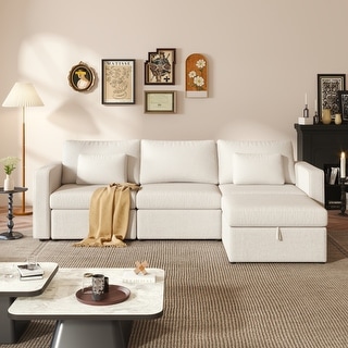 Livingroom 5-Seats Cotton Linen Couch Set Oversized Modular Sectional ...