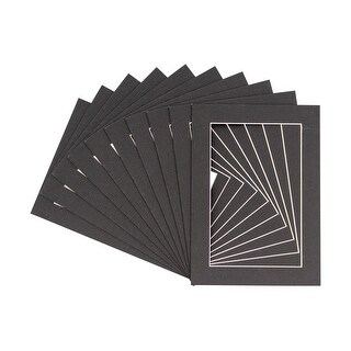 5x7 Mat for 8.5x11 Frame - Precut Mat Board Acid-Free Textured Black ...