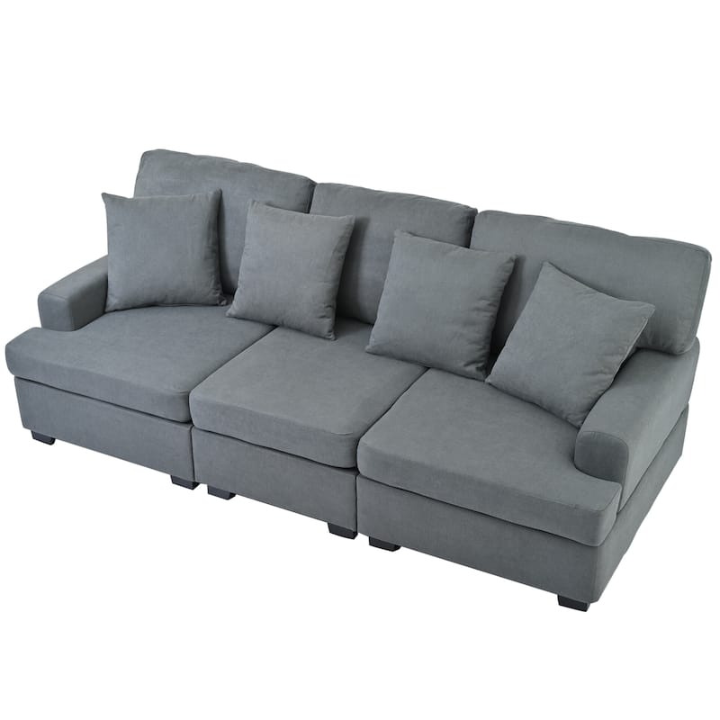 3 Seat Sofa with Removable Back and Seat Cushions and 4 Comfortable ...